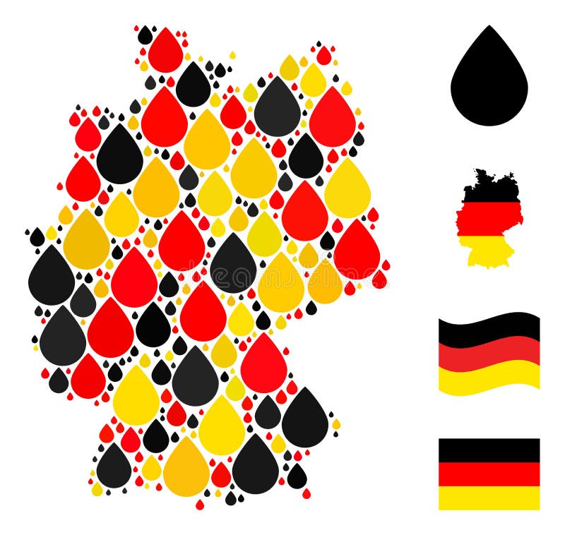 German Map Collage of Drop Items in German Flag Colors Stock Vector ...