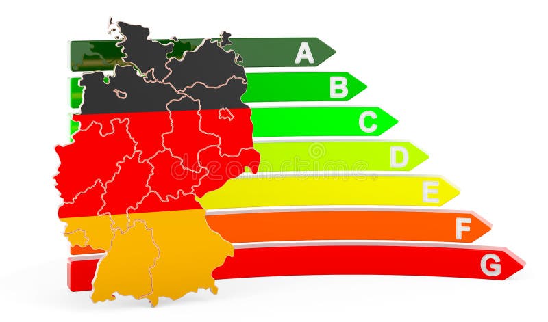 German Map with Energy Efficiency Rating, 3D Rendering Stock ...