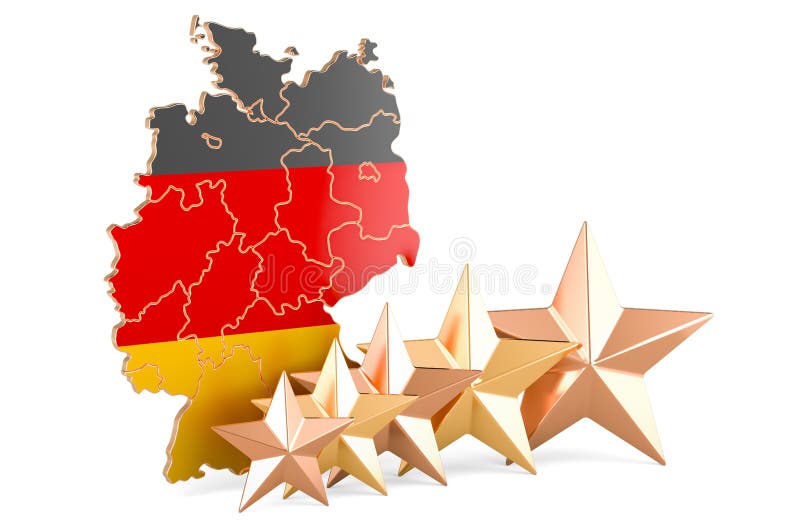German Map with Five Stars. Rating, Quality, Service in Germany Stock ...
