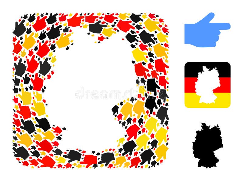German Map Hole Collage of Right Pointer Finger Icons in German Flag ...