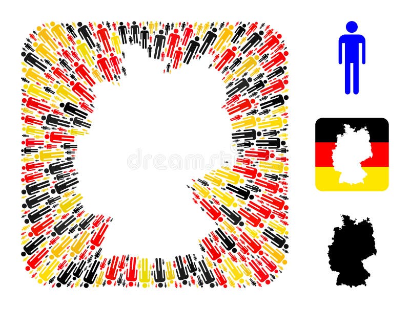 German Map Hole Mosaic of Man Items in German Flag Colors Stock Vector ...