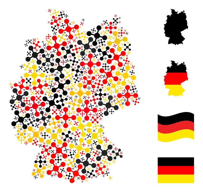 German Map Mosaic of Mesh Node Icons in German Flag Colors Stock Vector ...