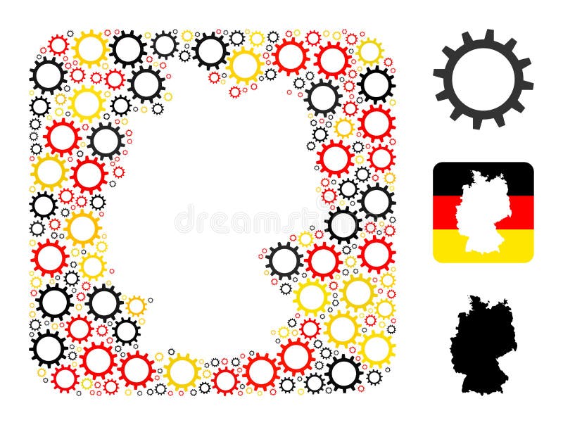 German Map Stencil Mosaic of Gear Items in German Flag Colors Stock ...