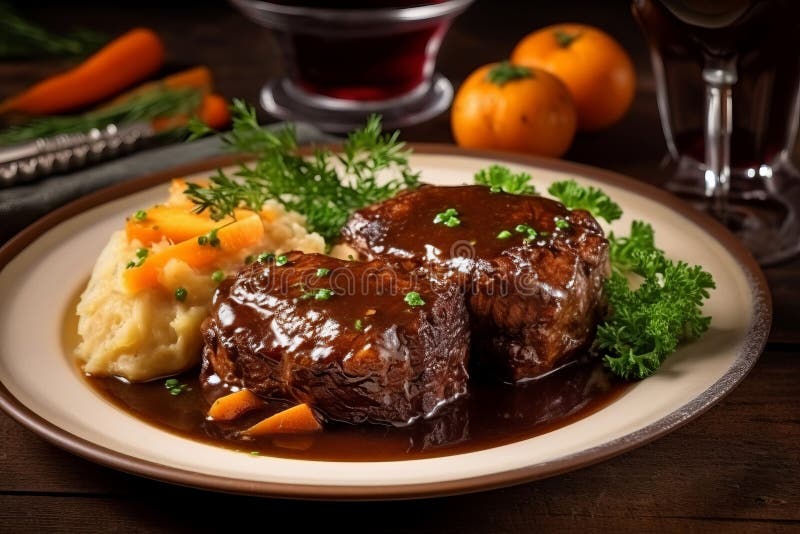 German Marinated Braised Beef. Generate AI Stock Illustration ...