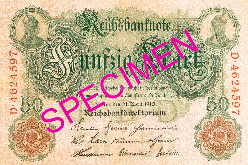 1 German Mark Bank Note 1914 Obverse Stock Image - Image of republic ...