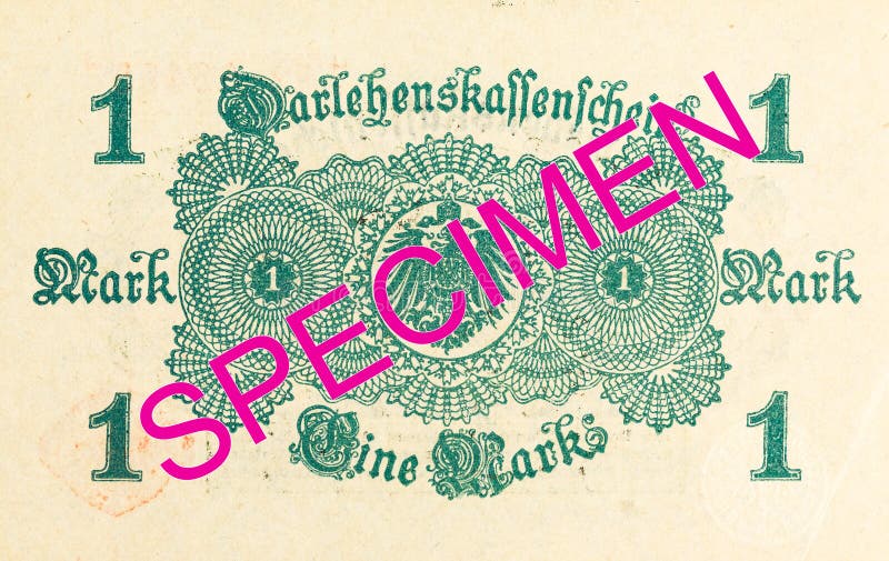 1 German Mark Bank Note 1914 Reverse Stock Image - Image of economic ...