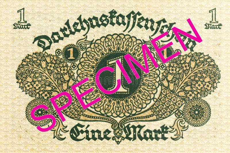 1 German Mark Bank Note 1920 Reverse Stock Photo - Image of reich ...