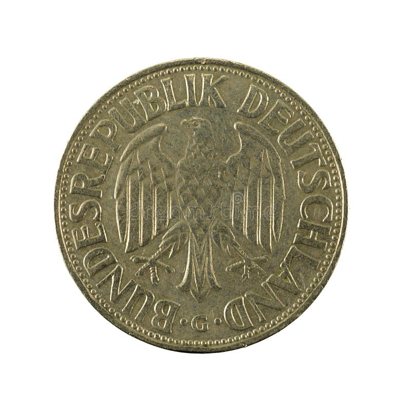 1 Mark Coin Against Historic 100 East German Mark Bank Note Stock Photo ...