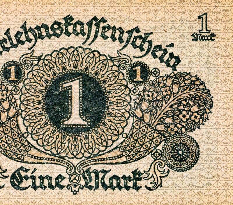 1 German Mark Bank Note 1920 Reverse Stock Photo - Image of reich ...