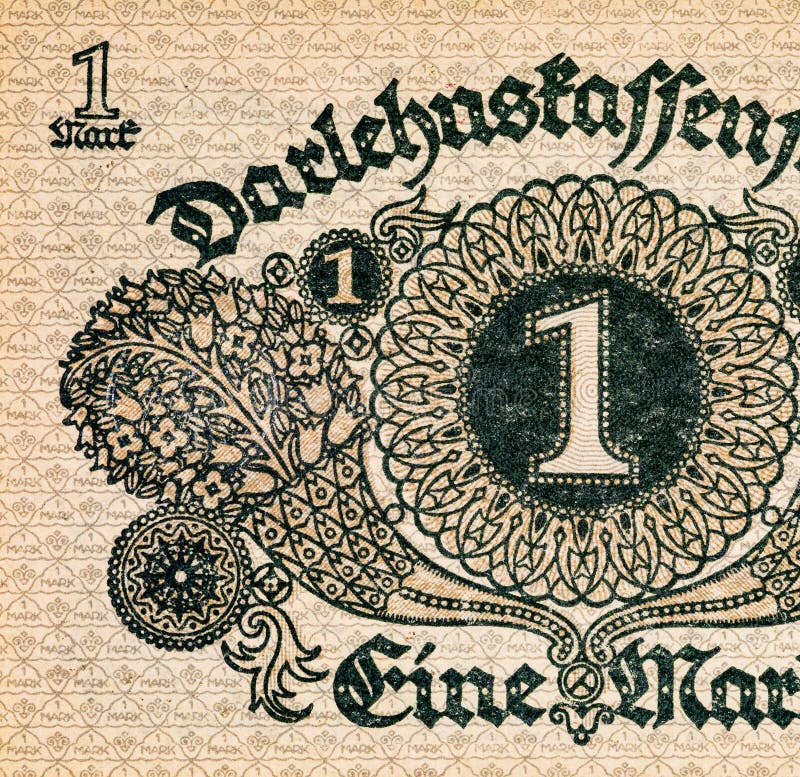 1 German Mark Bank Note 1920 Obverse Stock Image - Image of economic ...