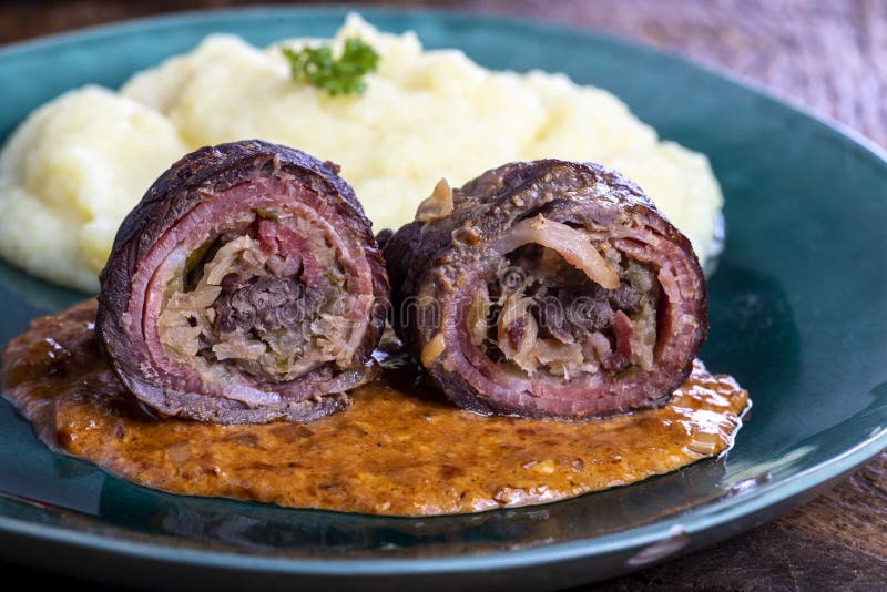 German meat roulade stock photo. Image of kluski, home - 262550096