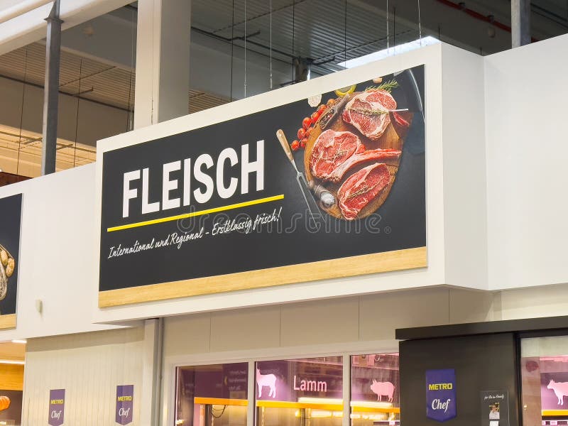 German Meat Store Signage Featuring Assortment of Fresh Cuts in ...