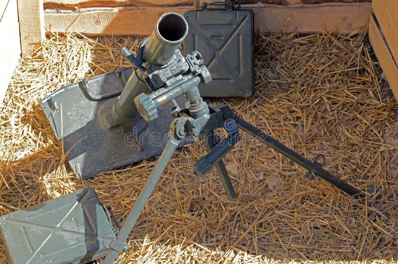 German Mortar of WWII on White Stock Photo - Image of cannon ...