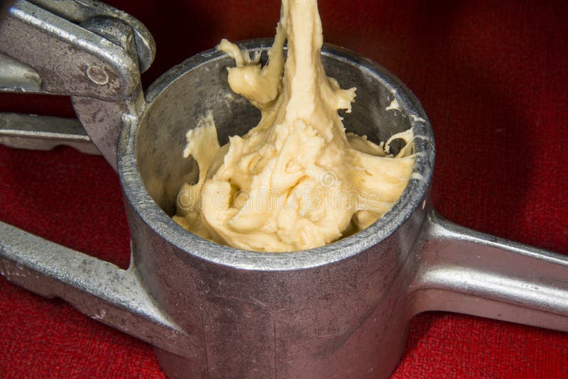 German Noodle Machine for Spaetzle with Dough Stock Photo - Image of ...