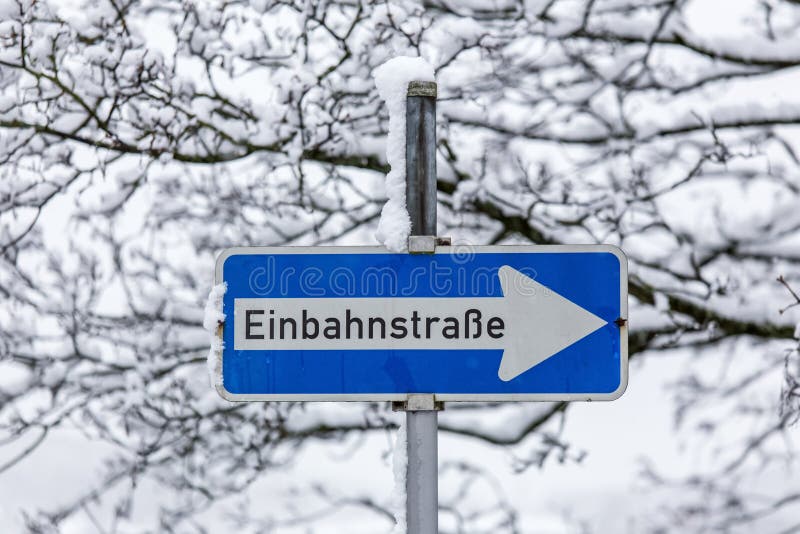 German one-way street sign stock photo. Image of downtown - 36690602