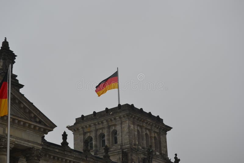 On the German Parliament the German Flag Recognizable the Black, Red ...