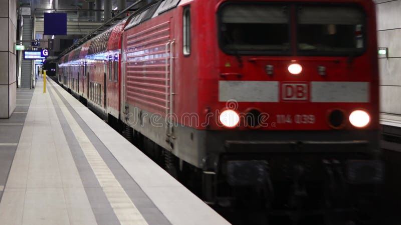 Red German Passenger Train Crosses Over a Junction Stock Video - Video ...