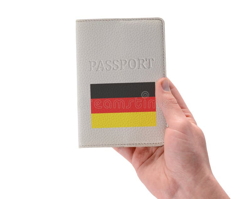 German Passport in a Man`s Hand on White Background Stock Photo - Image ...