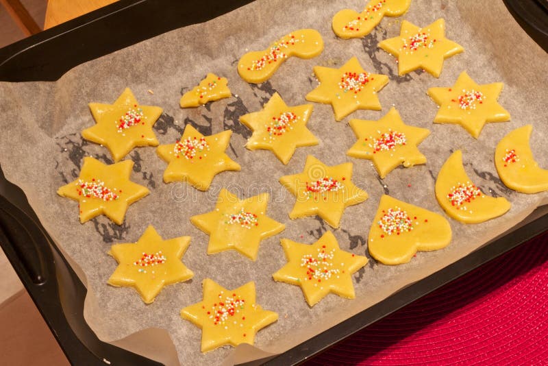 German Plaetzchen on a Baking Tray Stock Photo - Image of cookie ...