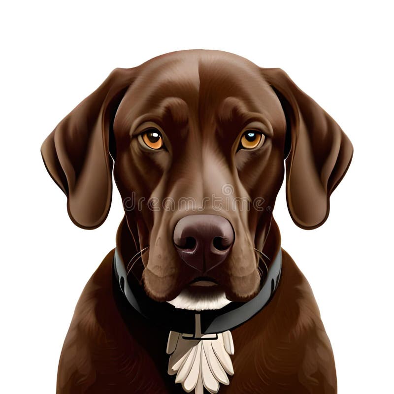 German Pointer Dog Isolated on White Background. Stock Illustration ...