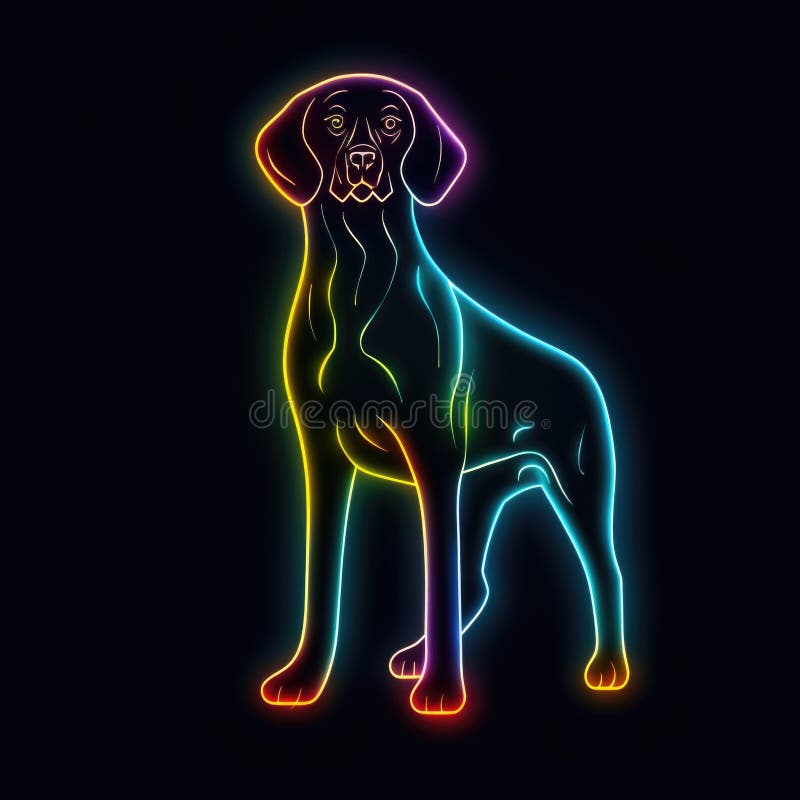 German Pointer. Neon Outline Icon with a Light Effect Stock ...