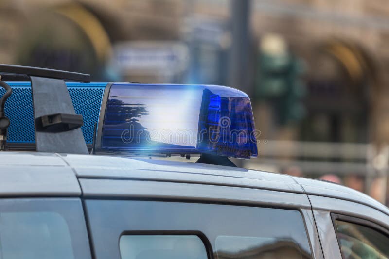German Blue Police Car Sign Stock Photo - Image of polizeiauto, police ...
