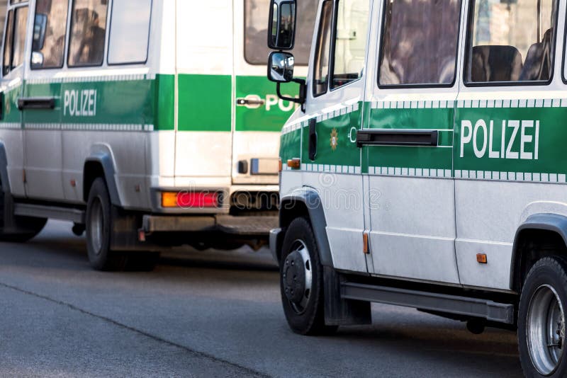 German police cars stock image. Image of help, green - 109627505