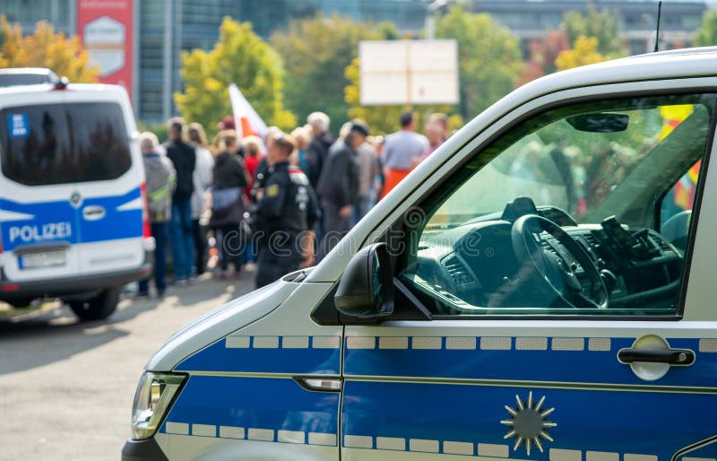 German Police at a Demonstration Stock Image - Image of corona, energy ...
