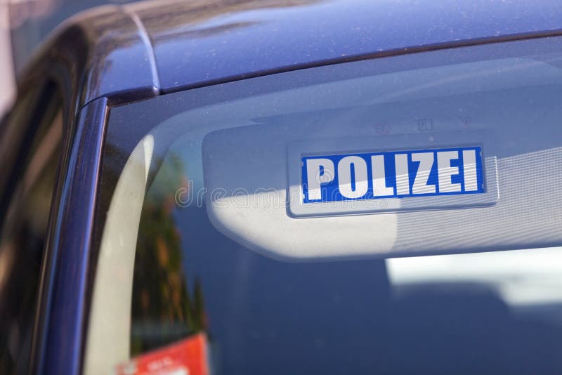 German Sun Visor Police Sign Stock Photo - Image of polizei, sign ...