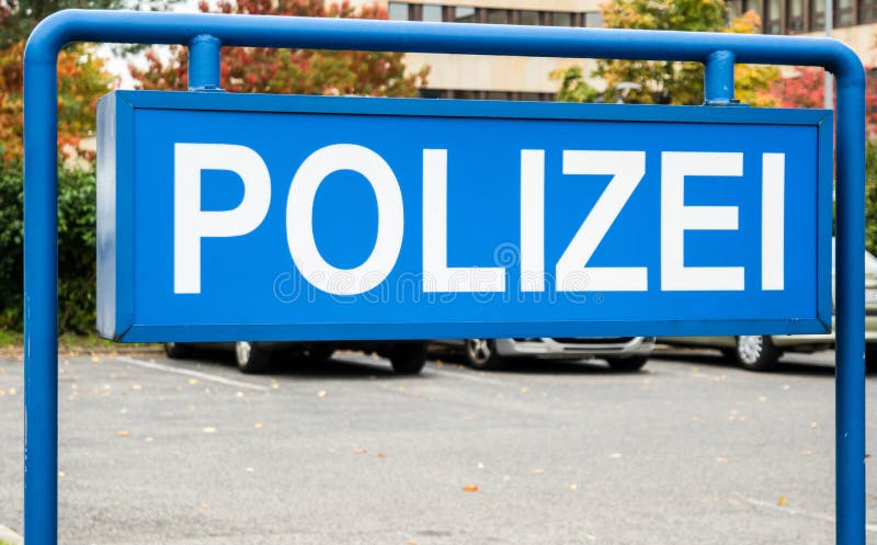 German Police station sign stock photo. Image of vehicle - 193698598