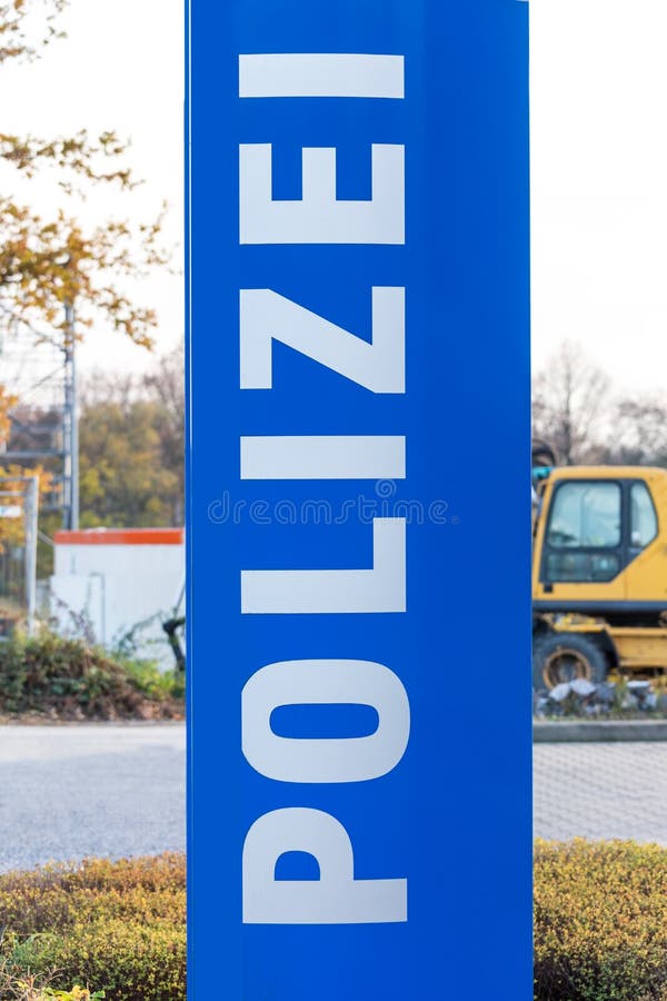 German polizei sign stock image. Image of sign, blue - 133734687