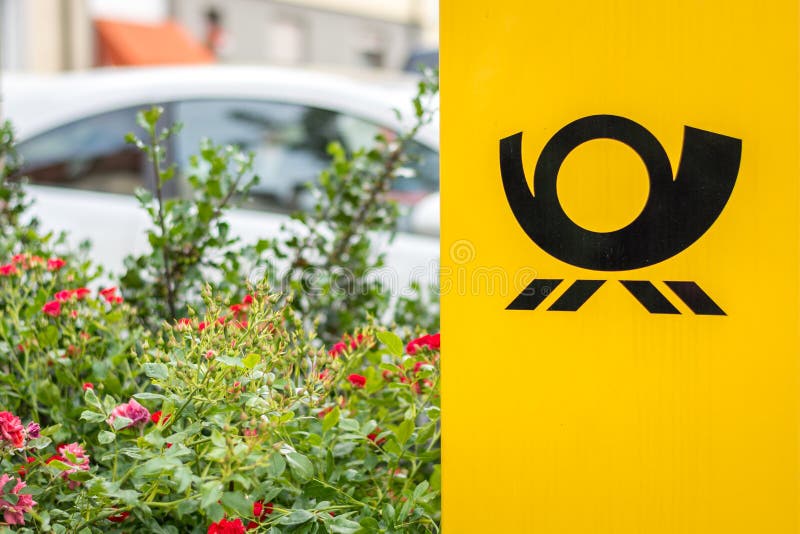 German Post Box Close Up from the Side Stock Image - Image of post ...