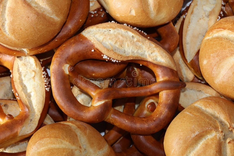 German Pretzel Called Brezel and Other Buns Stock Image - Image of ...