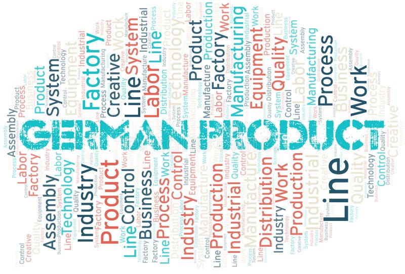 German Product Word Cloud Create with Text only. Stock Illustration ...