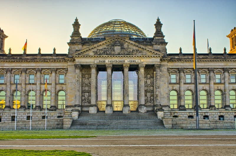 German Reichstag Building during the Sunrise, Berlin, Germany Stock ...