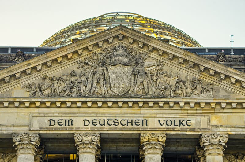 German Reichstag Capitol Building with Flag Stock Photo - Image of ...