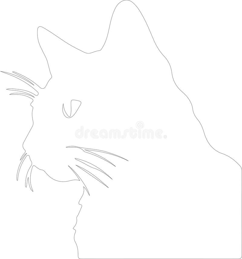 German Rex Cat Outline Outline Silhouette Generative Ai Stock Vector ...