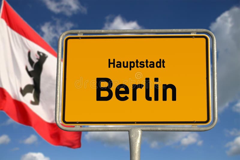 German Road Sign Capital City Berlin Stock Photo - Image of capital ...