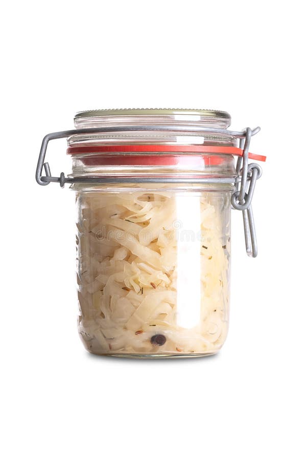 German Sauerkraut, Fermented Raw Cabbage, in a Swing Top Glass Jar ...