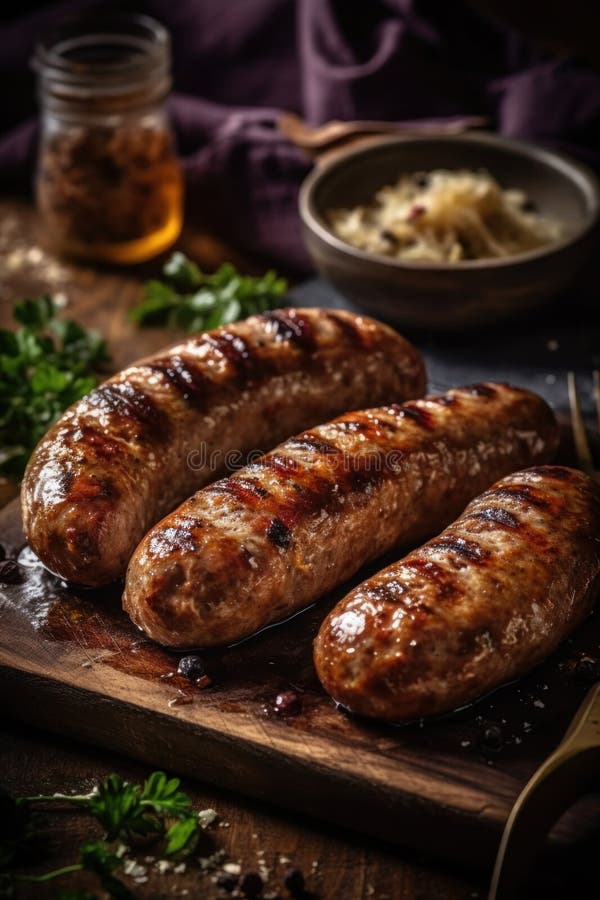 German Sausages with Mustard Sauce Stock Illustration - Illustration of ...