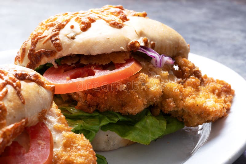 German schnitzel sandwich stock photo. Image of rustic - 388993858