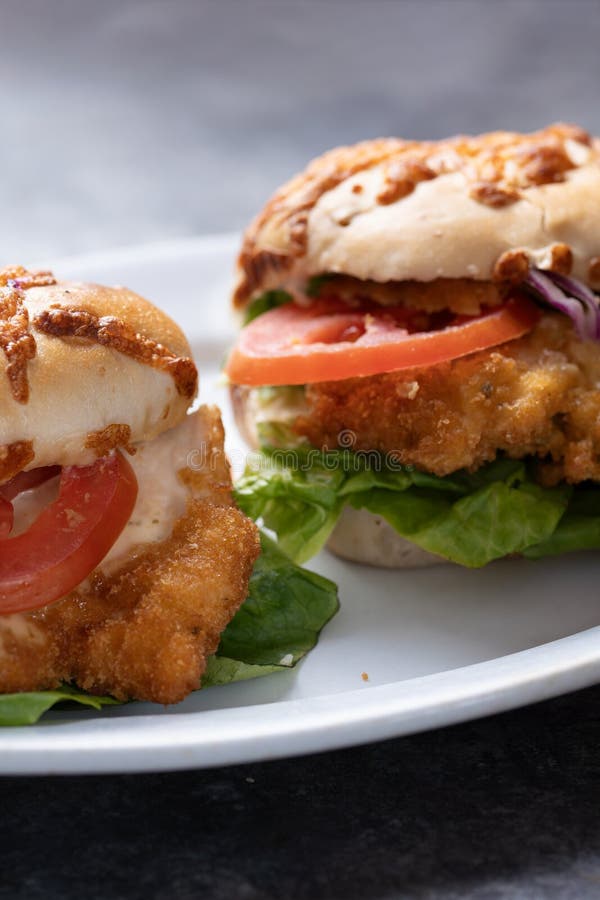 German schnitzel sandwich stock photo. Image of rustic - 388993862