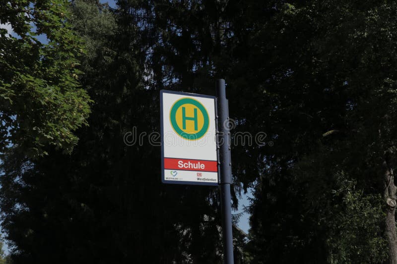 German Schule Bus Stop Sign Stock Photo - Image of text, nature: 278823676