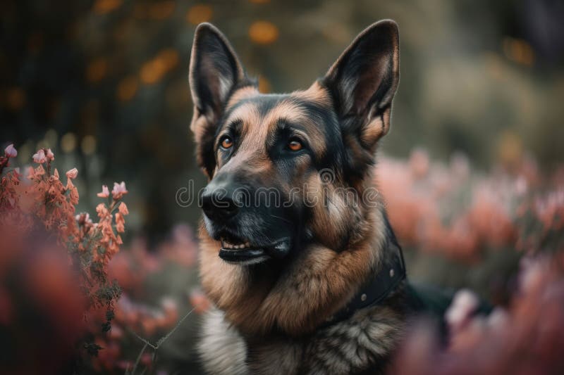 A German Shepard Dog is Looking at the Camera with a Smile Stock ...