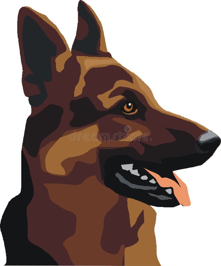 Vector Color Sketch Dog German Shepherd Breed Stock Vector ...