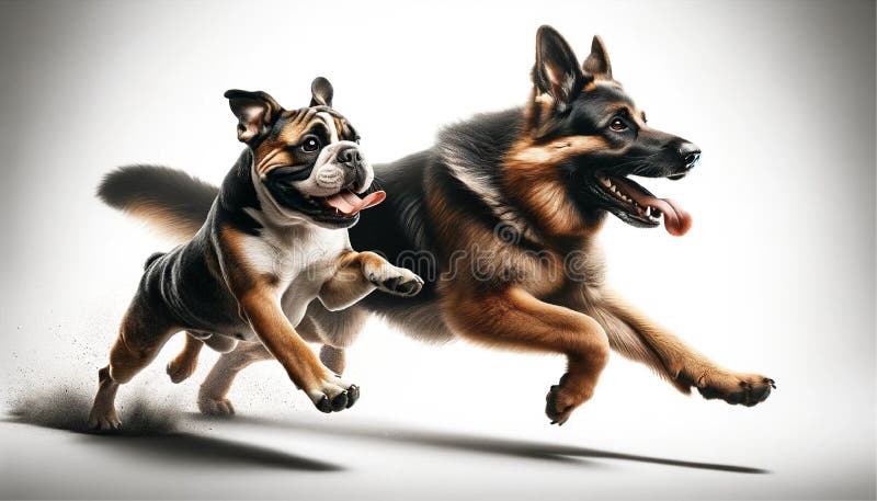 A German Shepherd and a Boxer Stock Illustration - Illustration of ...