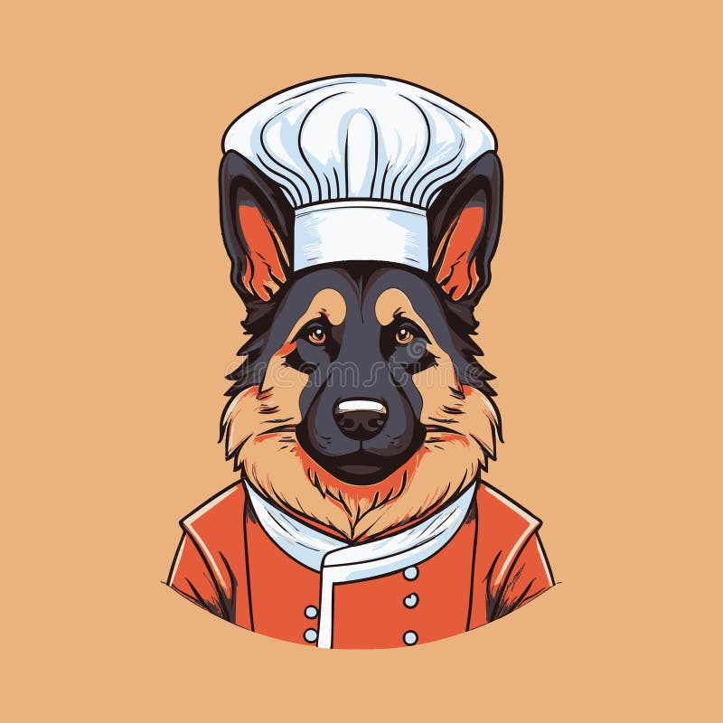 German Shepherd in a Chef Costume Stock Vector - Illustration of kids ...