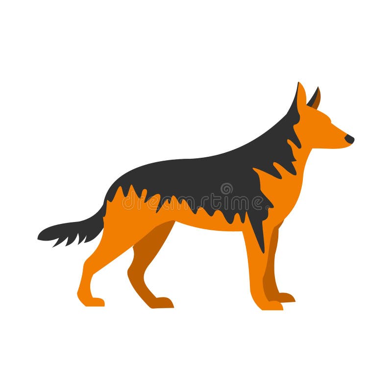 German Shepherd Dog Icon, Flat Style Stock Vector - Illustration of ...