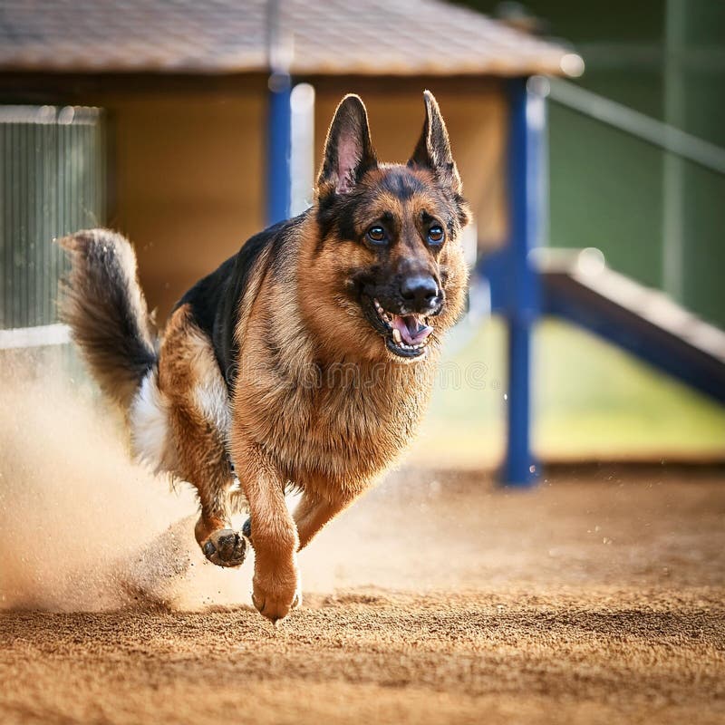 German Shepherd Dog Running, AI Generated Stock Illustration ...