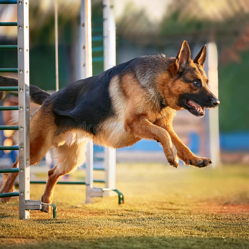 German Shepherd Dog Running and Jumping, AI Generated Stock ...